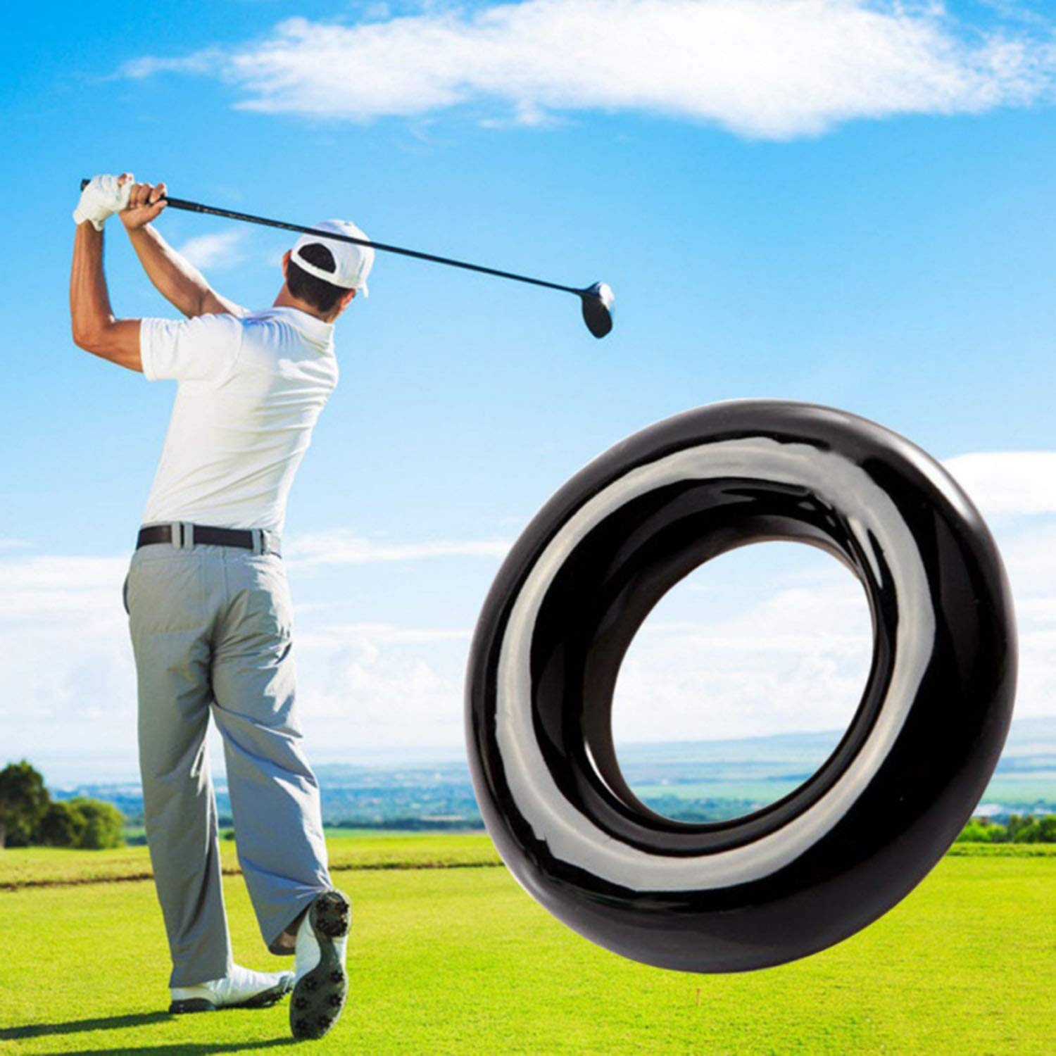 DGZZI Golf Weighted Swing Ring 2PCS Black and Red Golf Club Warm Up Weight Swing Round for Men Women Golfer Practice