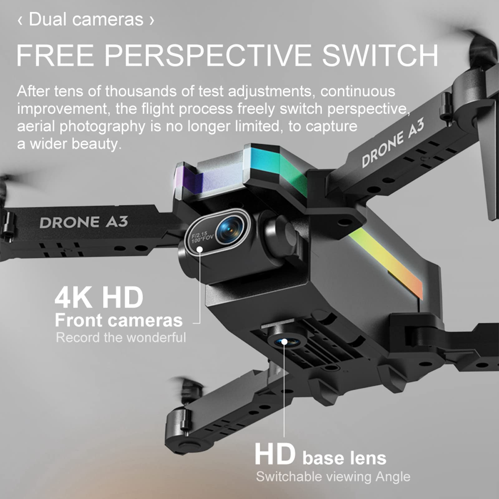 Dual 4K HD FPV Camera Remote Control Foldable Mini Drone - Altitude Hold Headless Mode Start 2.4G WiFi 3 Level Speed Adjustment RC Foldable Quadcopter Toys for Adults Boys Girls