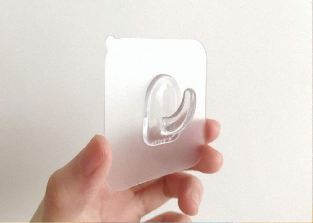 FIGO 10 Packs 15lB(Max) Seamless Small Wall Hooks Adhesive Transparent Seamless Hooks Very Creative, Practical Hook for the Drill-free Wall