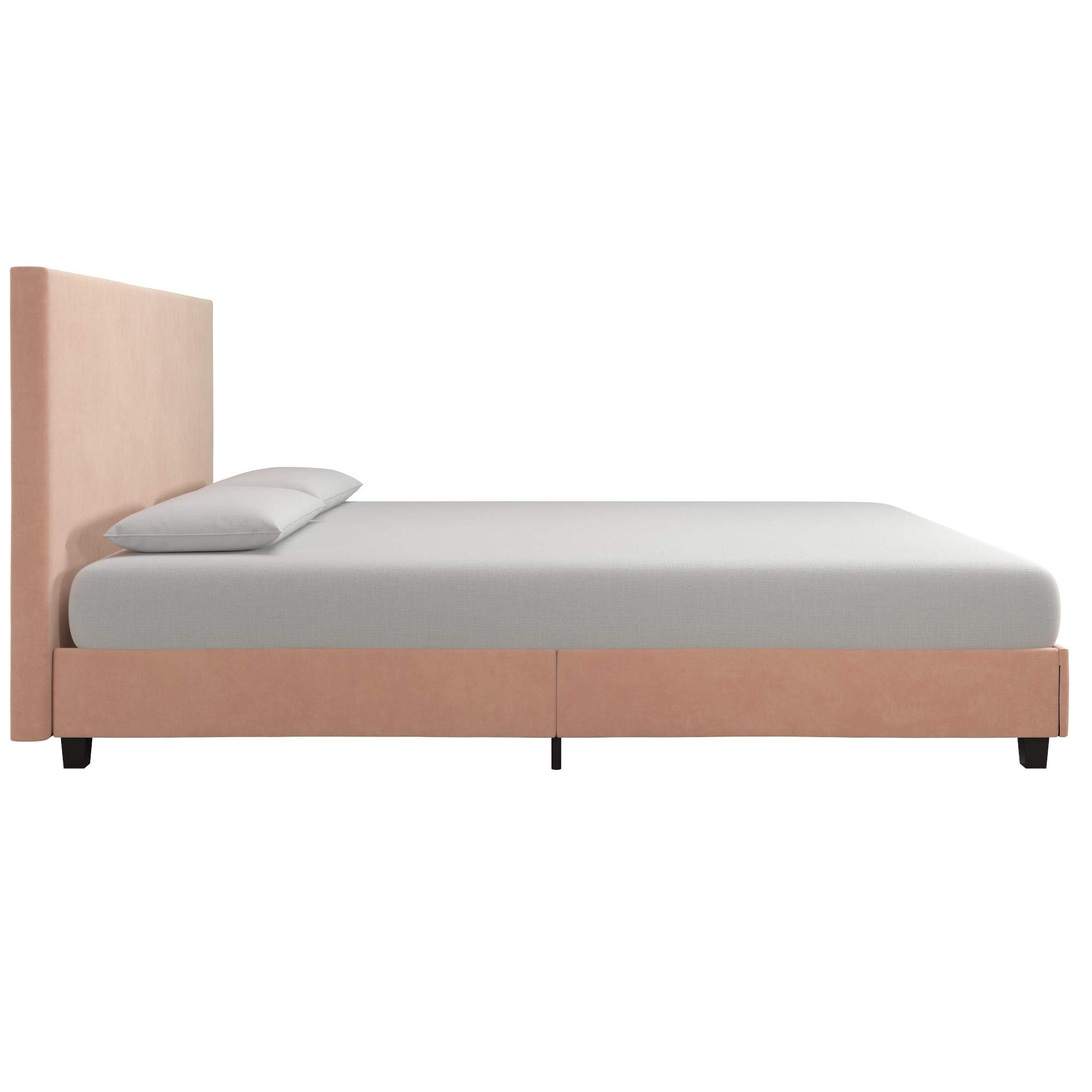 DHP Carley Upholstered Bed, White Faux Leather, Queen