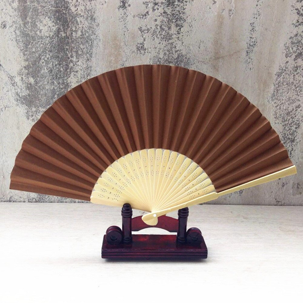 DUO ER 7 Inch Pattern Folding Dance Wedding Party Lace Silk Folding Hand Held Solid Color Fan Hand Hold Dance Fans Flower Party Gift (Color : Hot Pink)