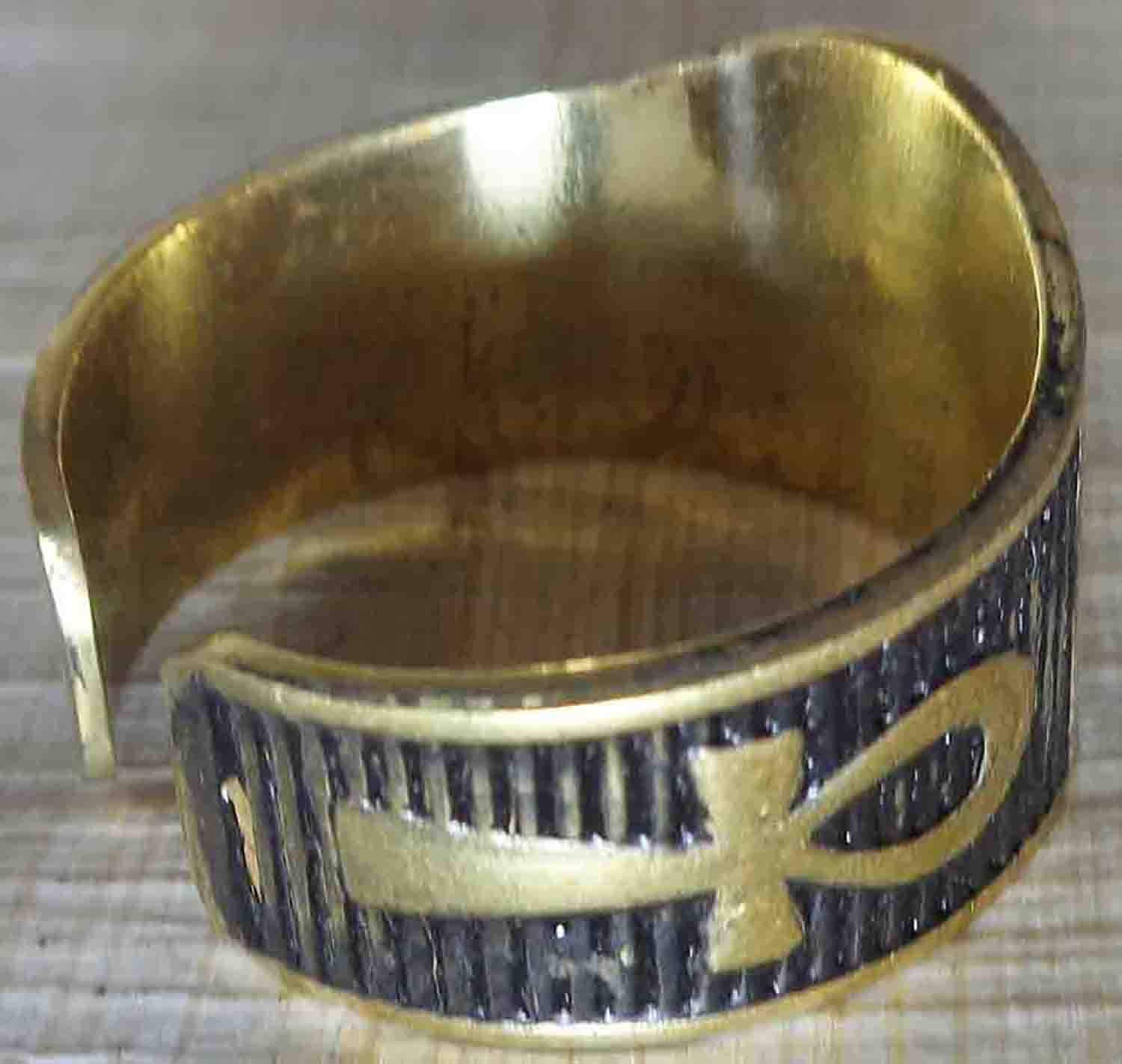 Finger Ring Hieroglyphic Horus Eye Ankh Egyptian Egypt Pharaoh Pharaoh’s Metal Hand Engraved Costume Jewelry Accessory Handmade Engraved