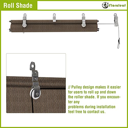 FLORALEAF Outdoor Roller Shades 7'W x 6'H Window Blinds for Porch Screen Deck Pergola Patio Balcony Gazebo Privacy Sunshade Roll Up Outdoor, Brown