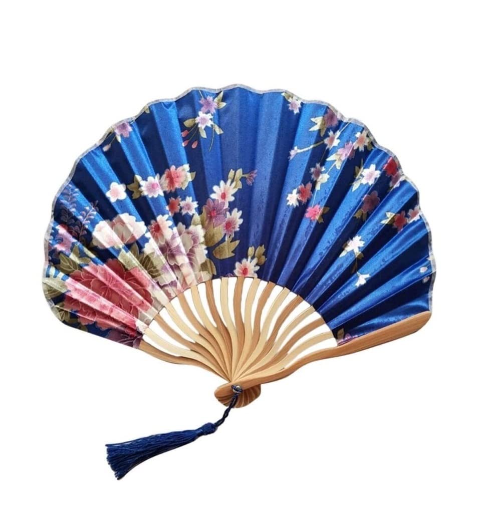 Folding Hand Fan Folding Fan Handheld Folded Fan Hand Held Fans Silk Bamboo Folding Fans Chinese Style for Church Wedding Gift Vintage Home Decor Foldable Fan Hand Held Fans (Color : A)
