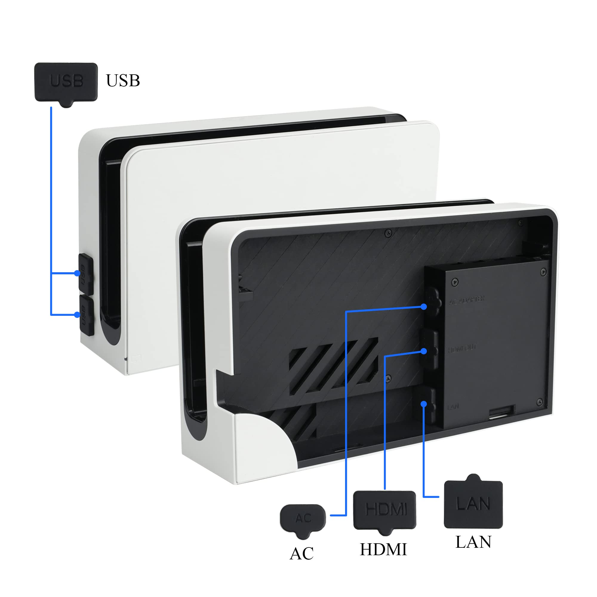 FANPL Accessories for Nintendo Switch OLED with 11 Dust Plugs and 3 Thumb Grips