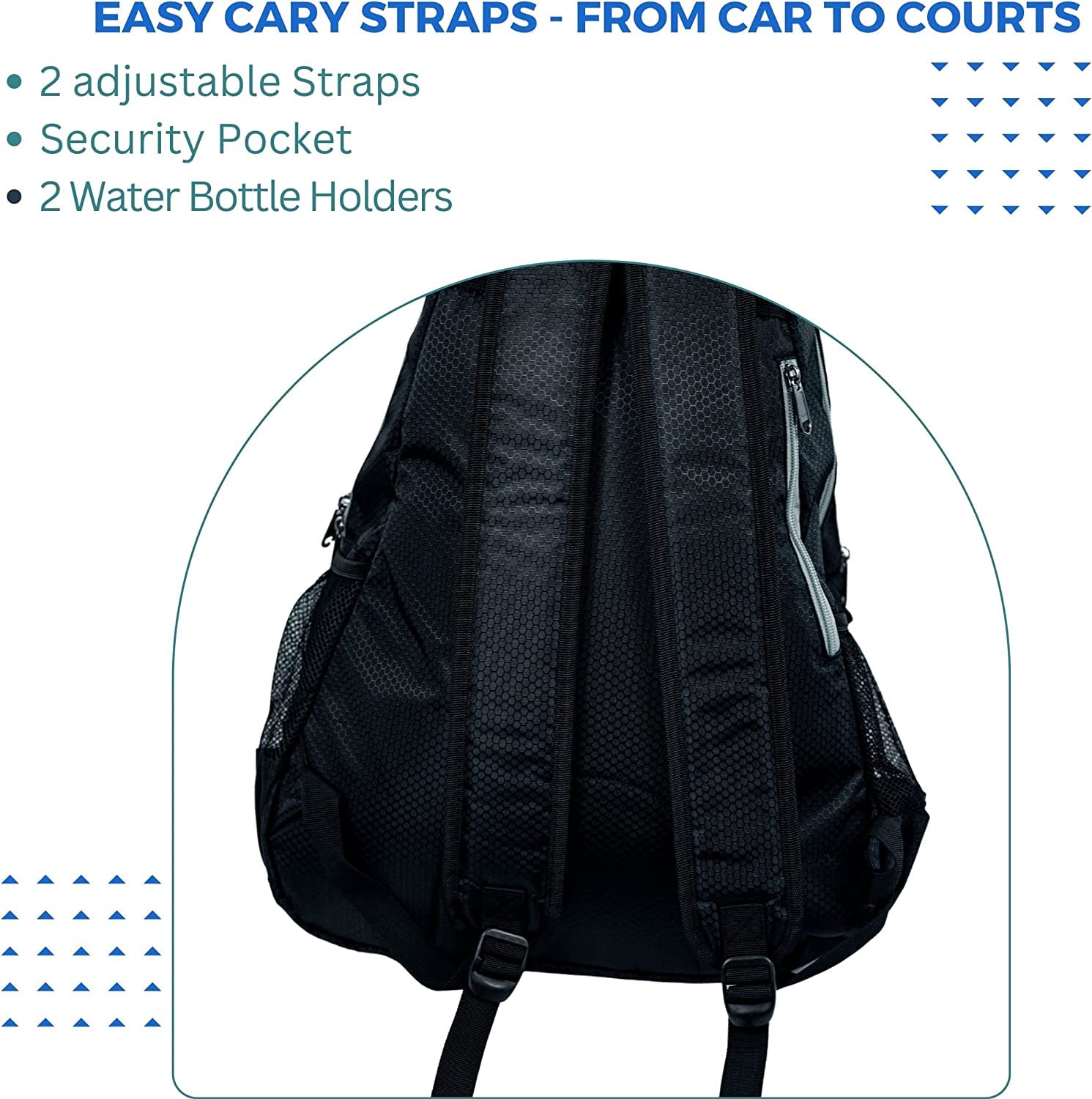 Dill Sports Pickleball Backpack - 5 Zipper Pockets and 2 Mesh Pockets - Carry Paddles, Balls, Water Bottles, and accessories