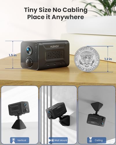 MUBVIEW Cameras for Home Security, Indoor Camera Wireless with Phone App, 1080P Battery Powered Camera, 30ft Night Vision, 2.4GHz, Human Detection, Siren and APP Alert, Two-Way Audio, Cloud/SD