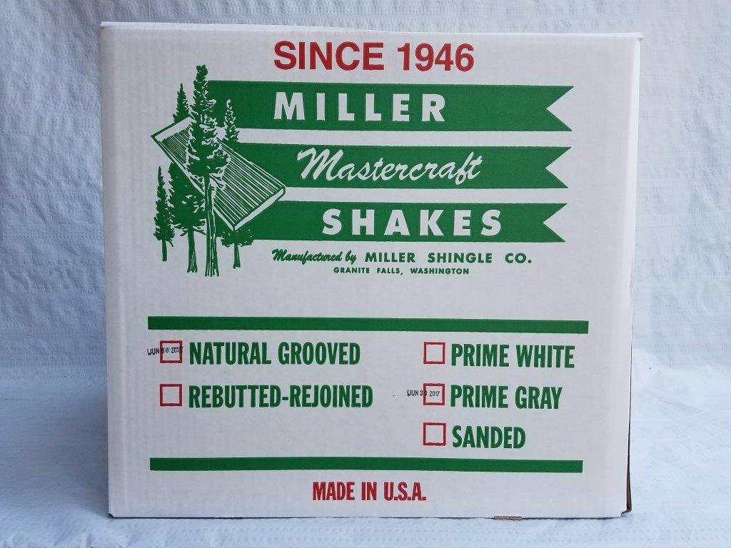 Miller Shingle 18 Inch Rebutted and Rejointed (R&R) Natural Groove Cedar Sidewall Shingles Primed 1 Square Carton