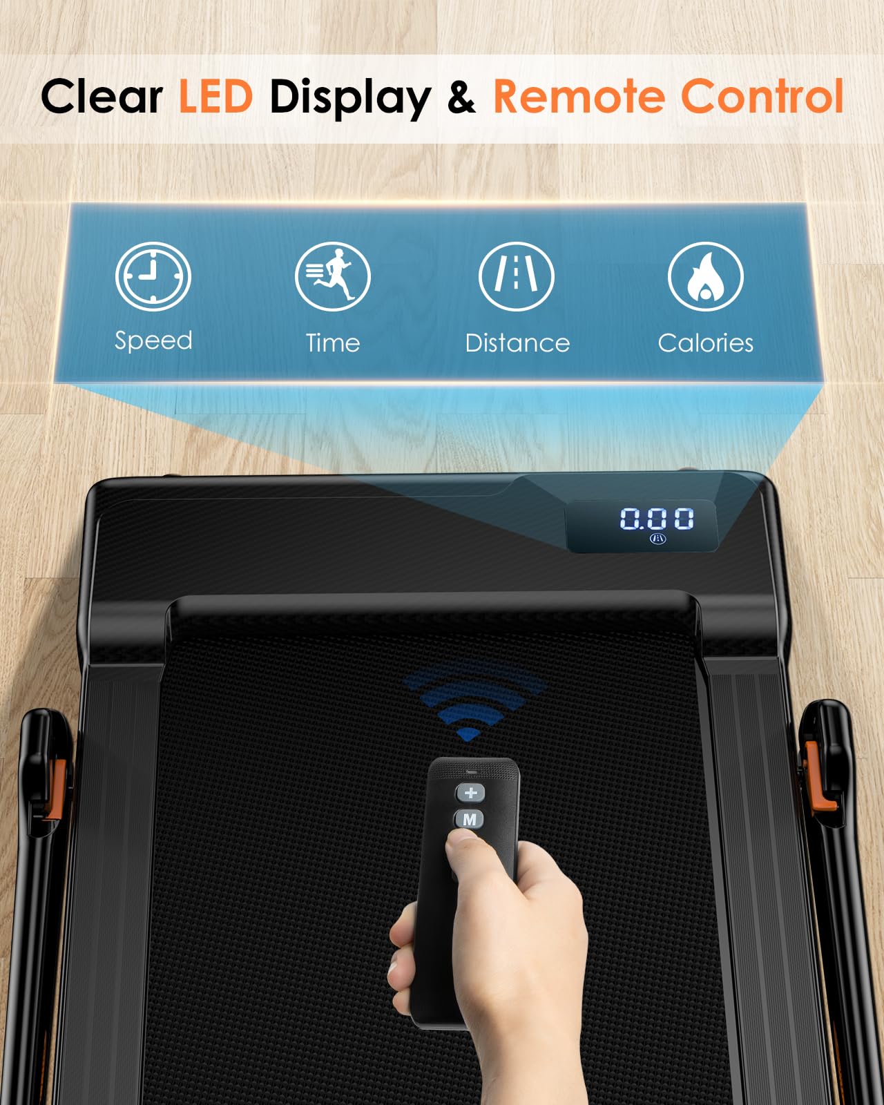 Folding Treadmill Walking Pad 2 in 1, 3HP Foldable Under Desk Treadmill with Ultra Anti-Shock, 16.5" Wider Belt & Handle, Ultra Quiet for Home & Office, Gym, LED Display