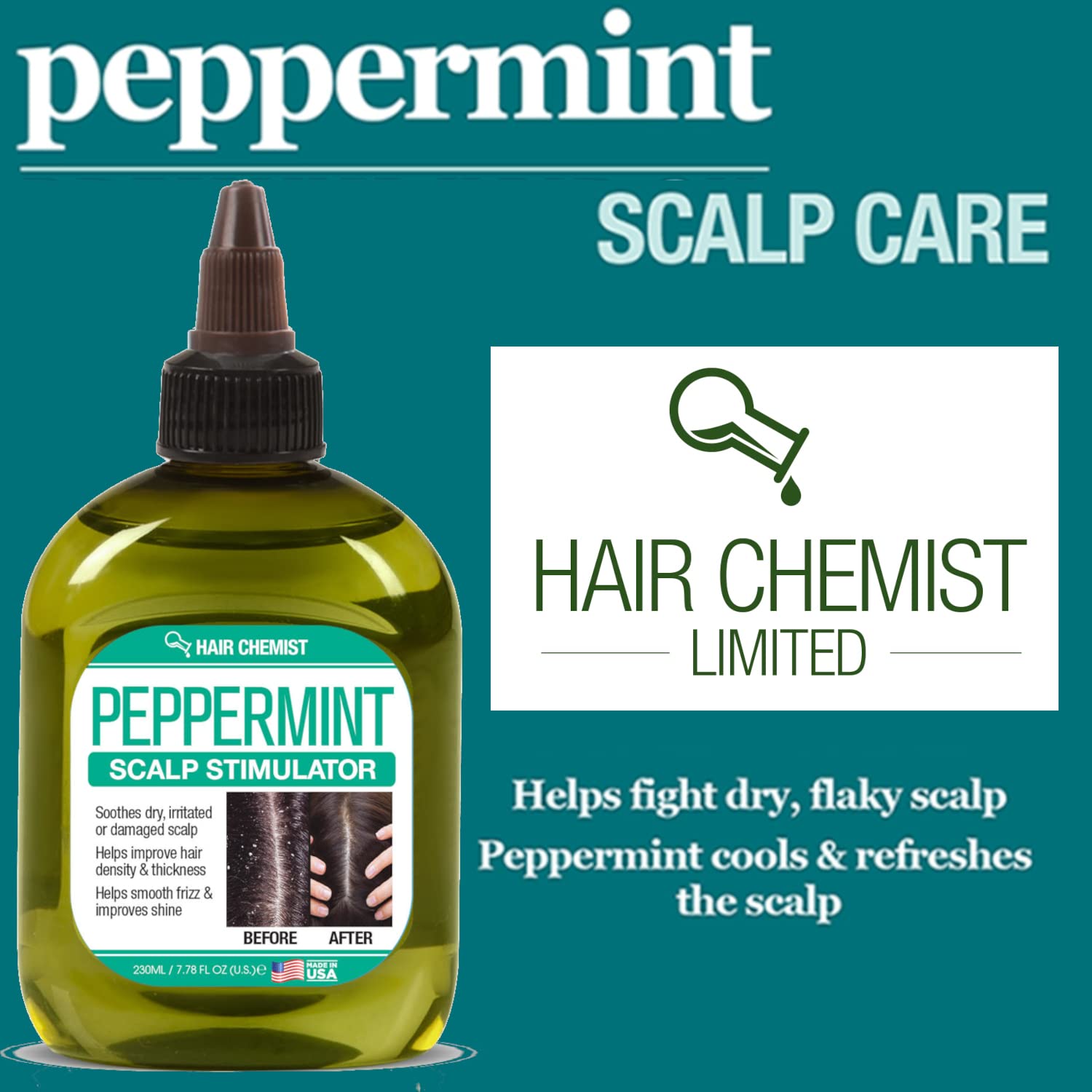 Hair Chemist Peppermint Scalp Stimulator 7.1 oz. - Scalp Leave in Mint Scalp Treatment and Scalp Moisturizer, Natural Scalp Treatment for Women & Men