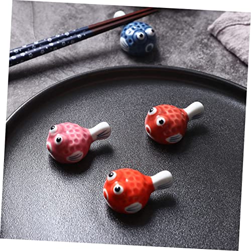 HEMOTON 6pcs Puffer Fish Chopstick Rest Ceramic Spoon Decorative Chopstick Rest Paint Brush Holder Household Decor Chopsticks Stand Pillow Decor Japanese Decor Modeling Ceramics