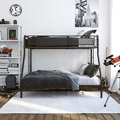 DHP Rockstar Metal Bunk Bed for Kids, Full, Black