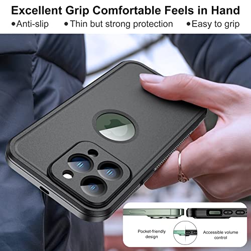 Temdan [Real 360 for iPhone 13 Pro Max Case Waterproof, Built-in 9H Tempered Glass Camera Lens & Screen Protector [Dustproof] [Dropproof][IP68 Underwater] Full-Body Shockproof Phone Case-Black