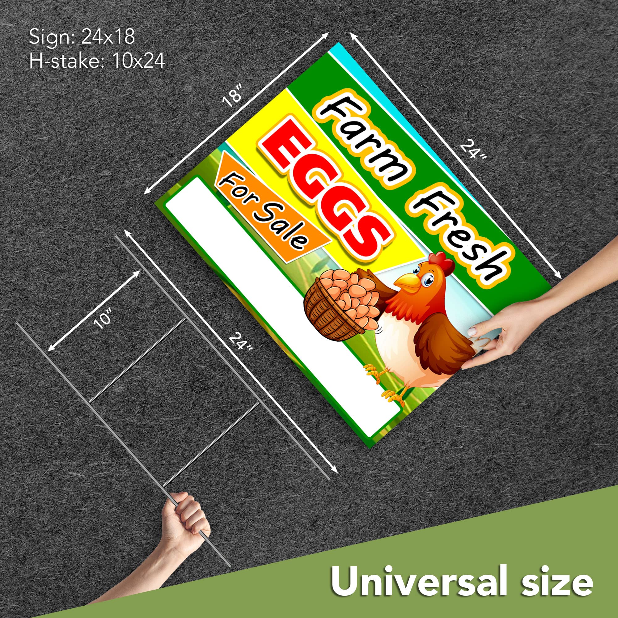 Fresh Eggs for Sale Sign - 18 x 24 Double Sided Coroplast Large Eggs for Sale Sign - Farm Fresh/We Sell Eggs Sign Outdoor Yard