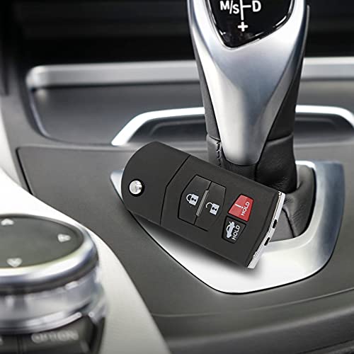 uxcell New Smart Remote Flip Key Fob Shell Case 4 Button for Mazda 3 5 6 RX-8 CX-7 CX-9 2007-2010