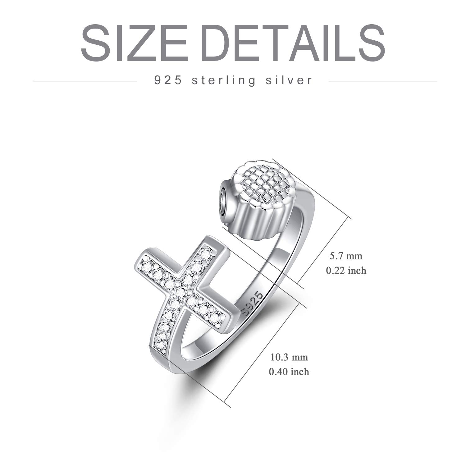 Cross Cremation Ring for Ashes 925 Sterling Silver Cross Urn Ring Hold Loved Ones Ashes Keepsake Memorial Jewelry Cremation Rings for Women (8)