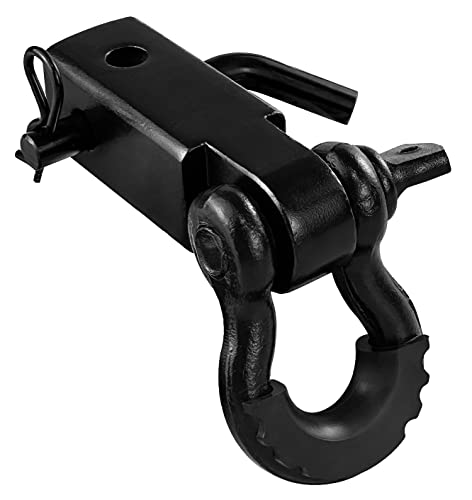 YIYITOOLS 2" Tow Hitch Receiver with 5/8" Screw Pin,3/4 Shackle,45000Lbs Break Strength Heavy Duty Receiver Kit Fit for Vehicle Recovery Off-Road