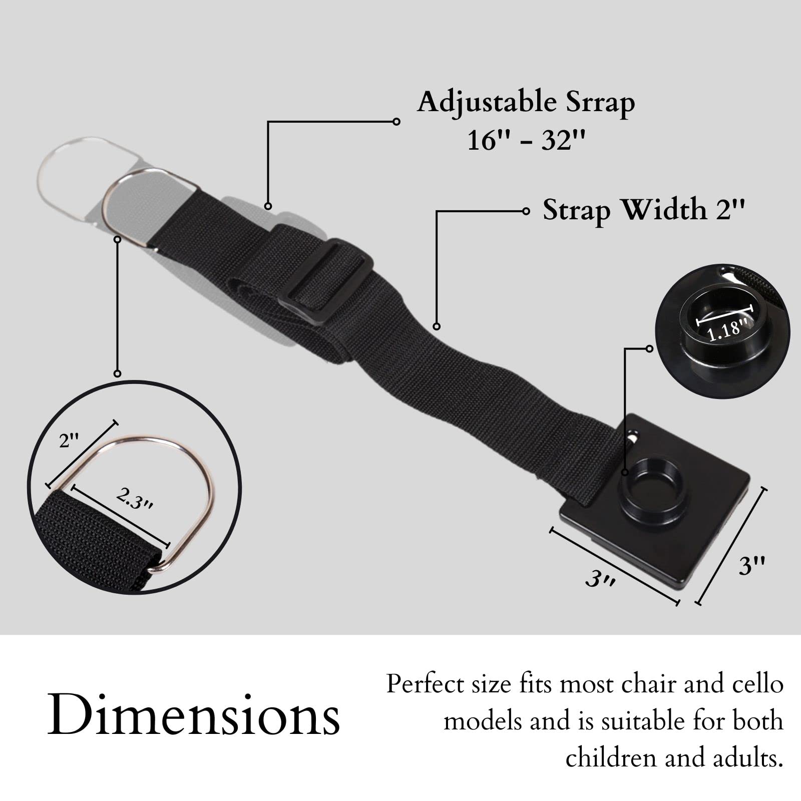 Fabmode Cello Endpin Anchor Adjustable Non Slip Stopper Holder Stand Non-slip with D-ring Thick Pad Anti-Scratch Sponge for Cellist Practice Performance