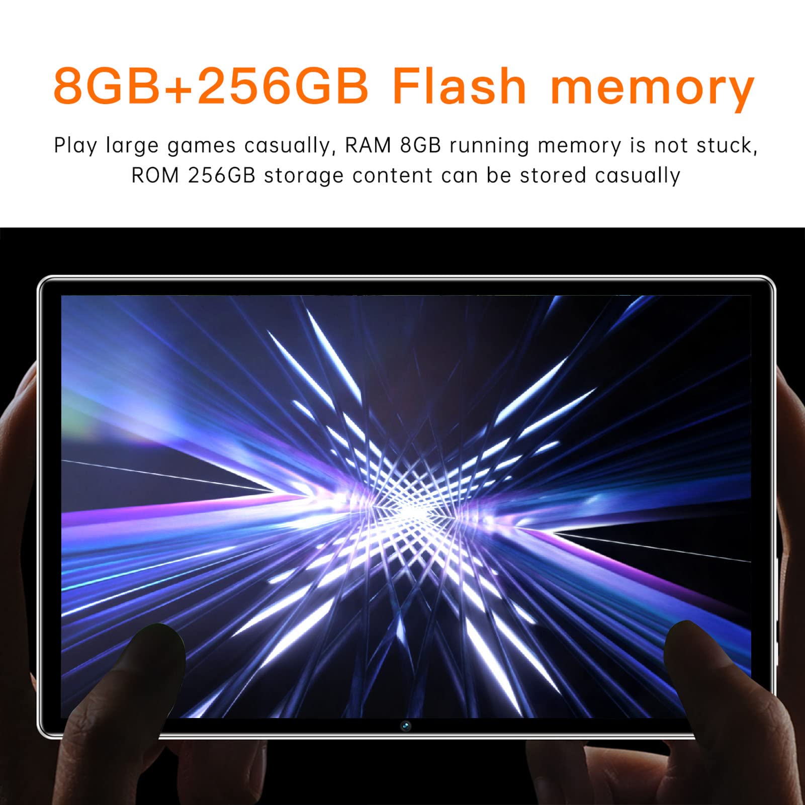 DAUERHAFT Tablet PC, 5GWIFI 8GB RAM 256GB ROM Stereo Dual Speakers Black 10.1 Inch Smart Tablet Fast Charging 2 in 1 for Office (US Plug)