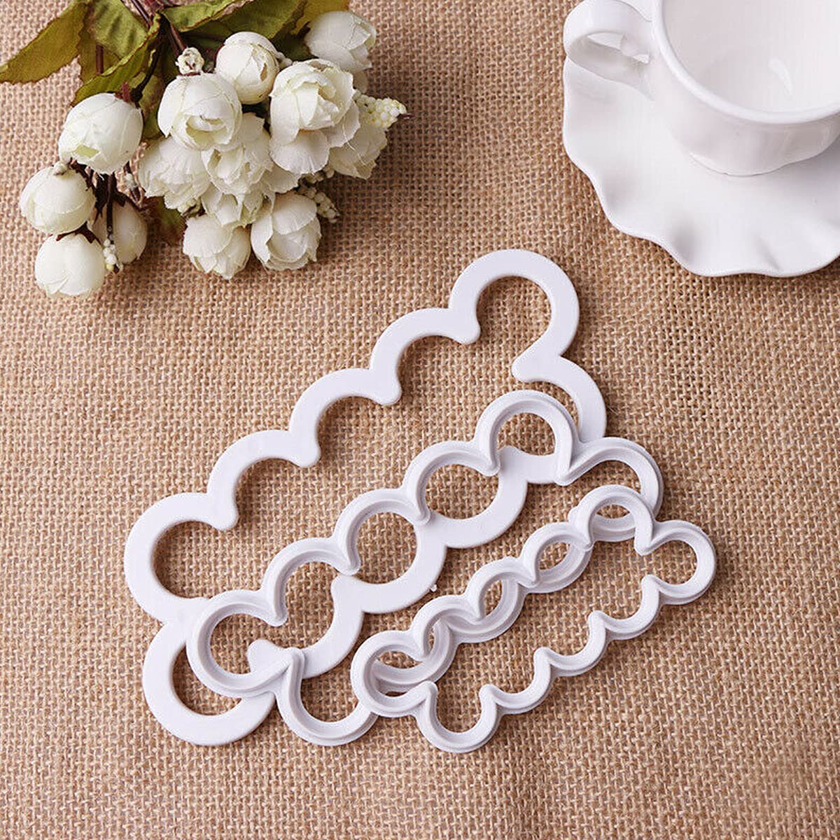 Gum Paste Rose Cutter Cake Decorating - 3Pcs Flower Petal Mold Rose Cookie Cutter Fondant Cutters Flower Cookie Cutters Edible Rose Flower Fondant Tools - Gum Paste Flowers Cake Cutter Plastic Flower