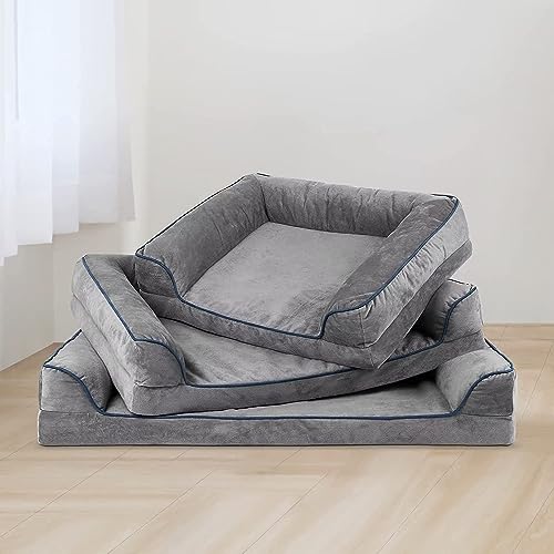 Sicilaien Dog Beds for Extra Large Dogs, Orthopedic Sofa Dog Bed with Removable Washable Cover&Nonskid Bottom, 7" Thick Head and Neck Support Dog Ded for Comfortable Sleep