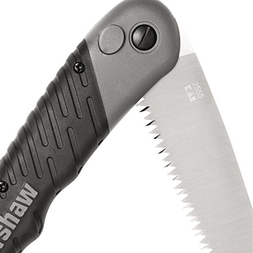 Kershaw Taskmaster Folding Saw (2555X); for Camping and Hunting with Serrated High Performance 7 in. Steel Blade, Lock Button Release and Glass-Filled Nylon Handle with Rubber Overlay