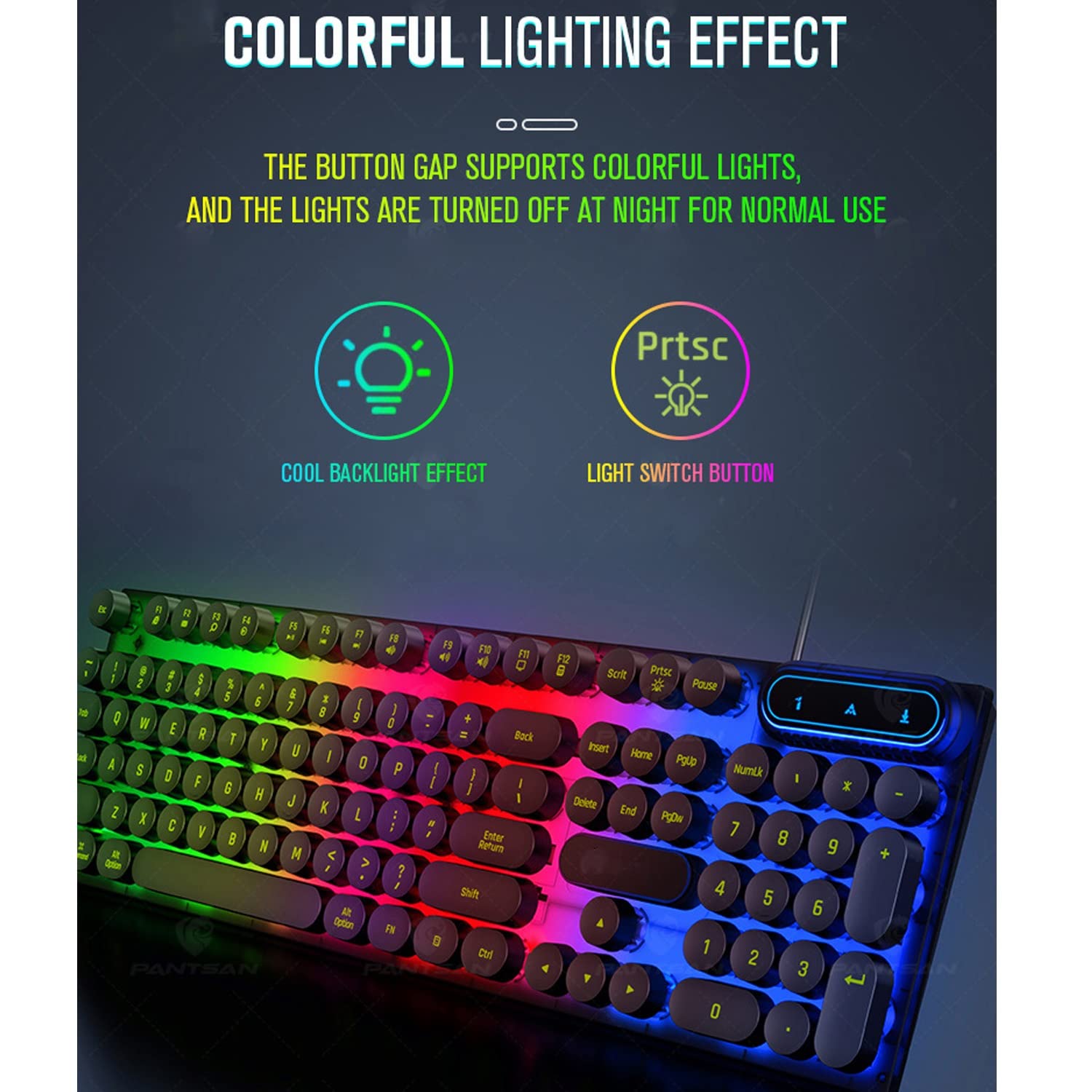 EXHNLE Color Rainbow LED Backlit Mechanical Feeling USB Wired Gaming Keyboard and Mouse Combo, Backlit Keyboard, for Laptop PC Computer Game and Work (Color : White)