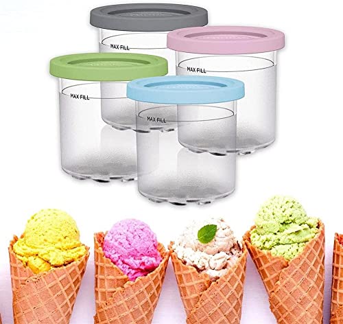 New Ice Cream Pints Containers|2/4 Packs Containers with Lids Replacements for Ninja Creami Pints,With NC301 NC300 NC299AMZ Series Ice Cream Maker (C)