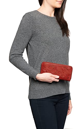 Frye Womens Melissa Studded Floral Zip Wallet, Sandstone, One Size US