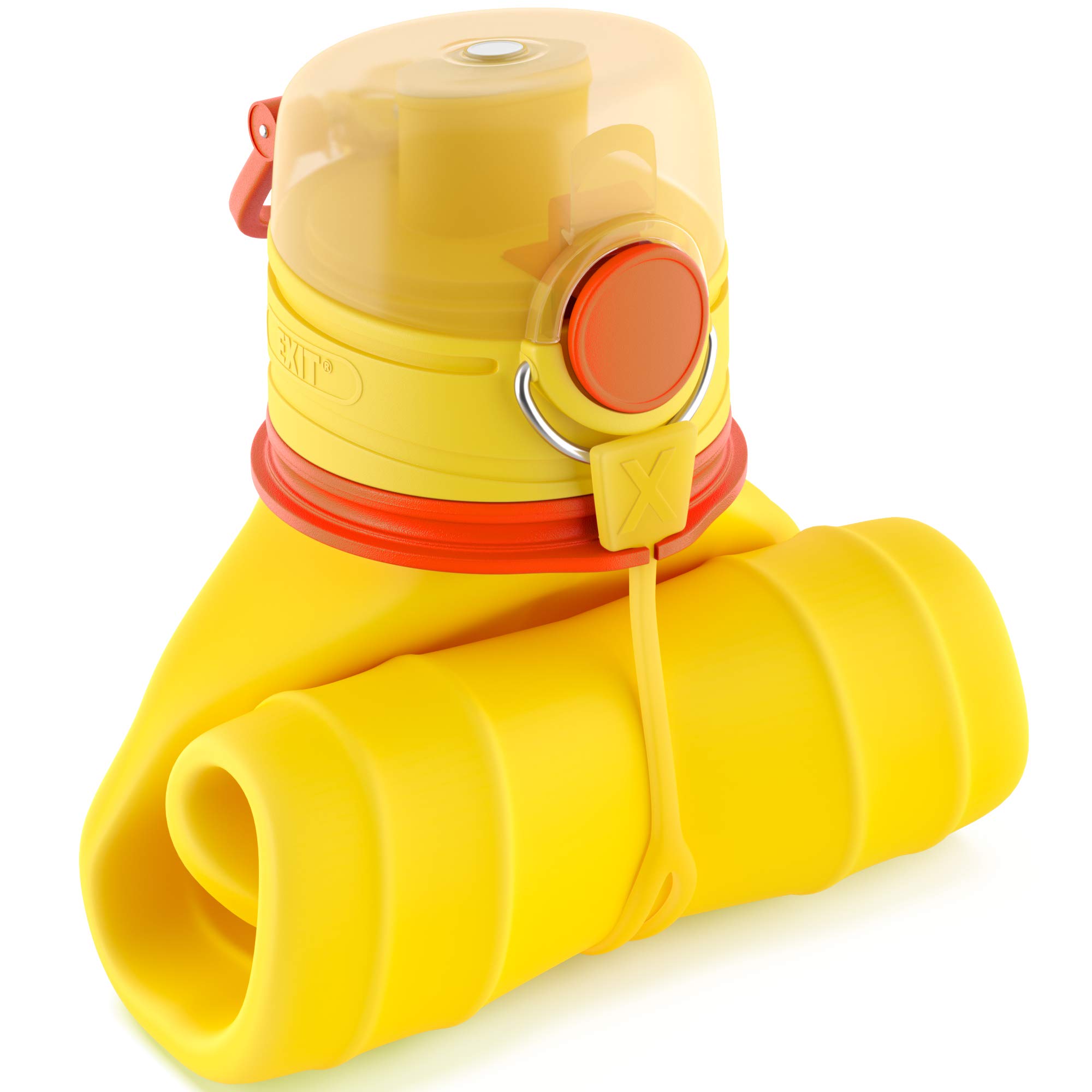 EXIT Collapsible Water Bottle - Foldable Water Bottle for Travel - BPA Free - Premium Medical Grade Silicone - Triple Leak Proof - Lightweight - 26 oz (Mellow Yellow)