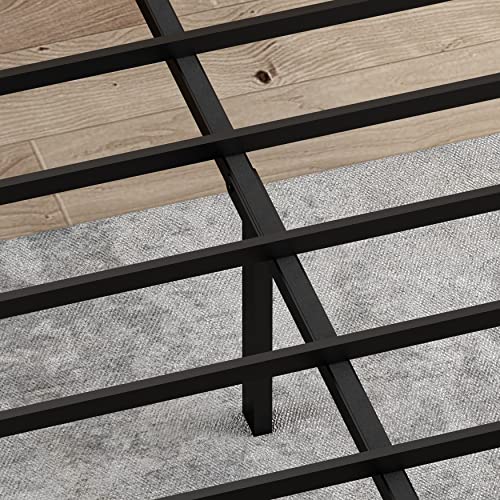 NEW JETO Full Size Platform Bed Frame-Heavy Duty Steel Slats Support King Bed Frame, Metal, Non-Slip Footbed Storage Space Under The Bed, Suitable for Bedroom, Dormitory, Hotel
