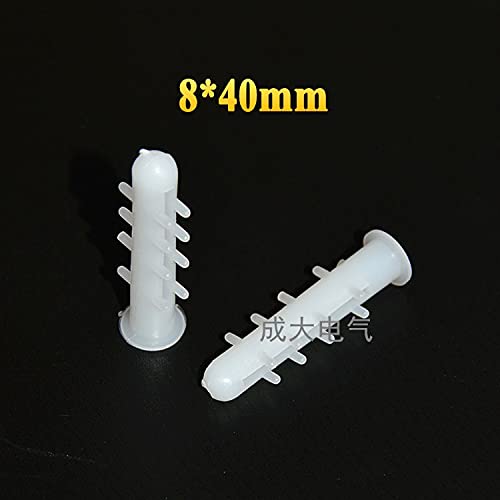 Expansion screw 100pcs white Plastic expansion pipe M6*30mm M8*40mm rubber plug plastic pipe nylon column expansion screw anchor plug wall plug for Drywall Sheetrock Wall Fixings ( Size : M6-30 )