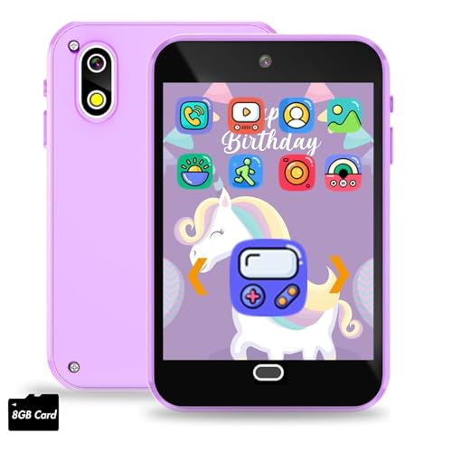 JYNZYUPO Kids Smart Phone Learning Toy Phone Gifts for Girls 3 4 5 6 Year Old Phone Touchscreen Learning Toy Christmas Birthday Gifts for 3 4 5 6 7 8 9 Year Old Girls with 8G SD Card