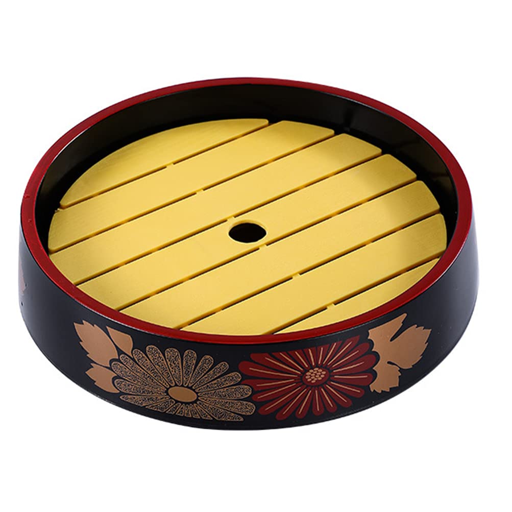 Hemoton Japanese Sushi Tray Dip On Ice Bowl Round Sushi Serving Tray Japanese Style Seafood Sashimi Plate Salad Dessert Dip Chiller Ice Chamber Bowl for Restaurant Picnics Parties Snack Food Plate