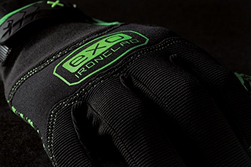 Ironclad mens Work Gloves EXO GRIP BLACK , Black & Green, Large Pack of 1 US