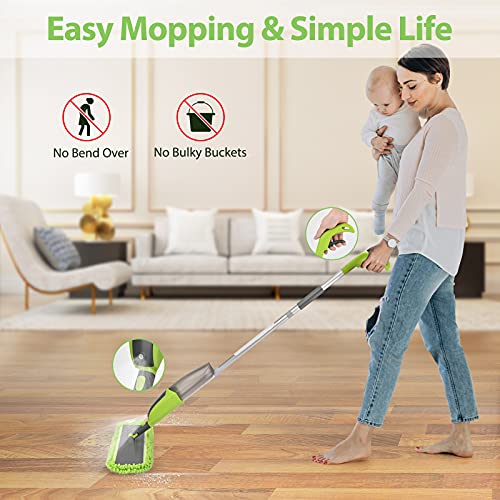 Spray Mop for Floor Cleaning Microfiber Mop Wet Dust Mop with 6 Reusable Washable Microfiber Pads and 610ML Refillable Bottle Dry Wet Kitchen Mop for Hardwood Laminate Tile Floor Cleaner Household