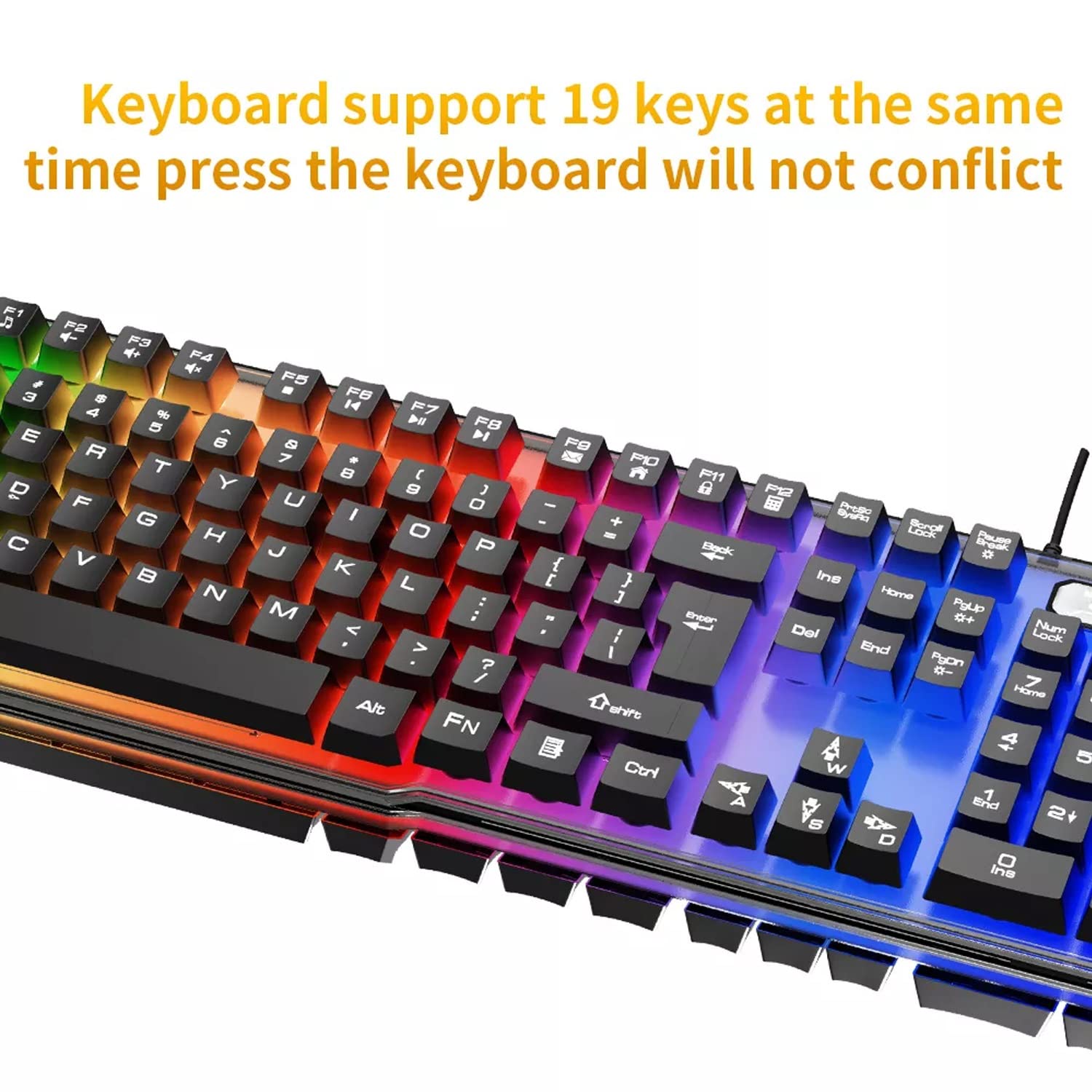 EXHNLE Gaming Keyboard and Mouse Combo, RGB Backlit Mini Keyboard, 3200 DPI Mouse, USB Wired Backlit Keyboard, for Laptop PC Computer Game and Work