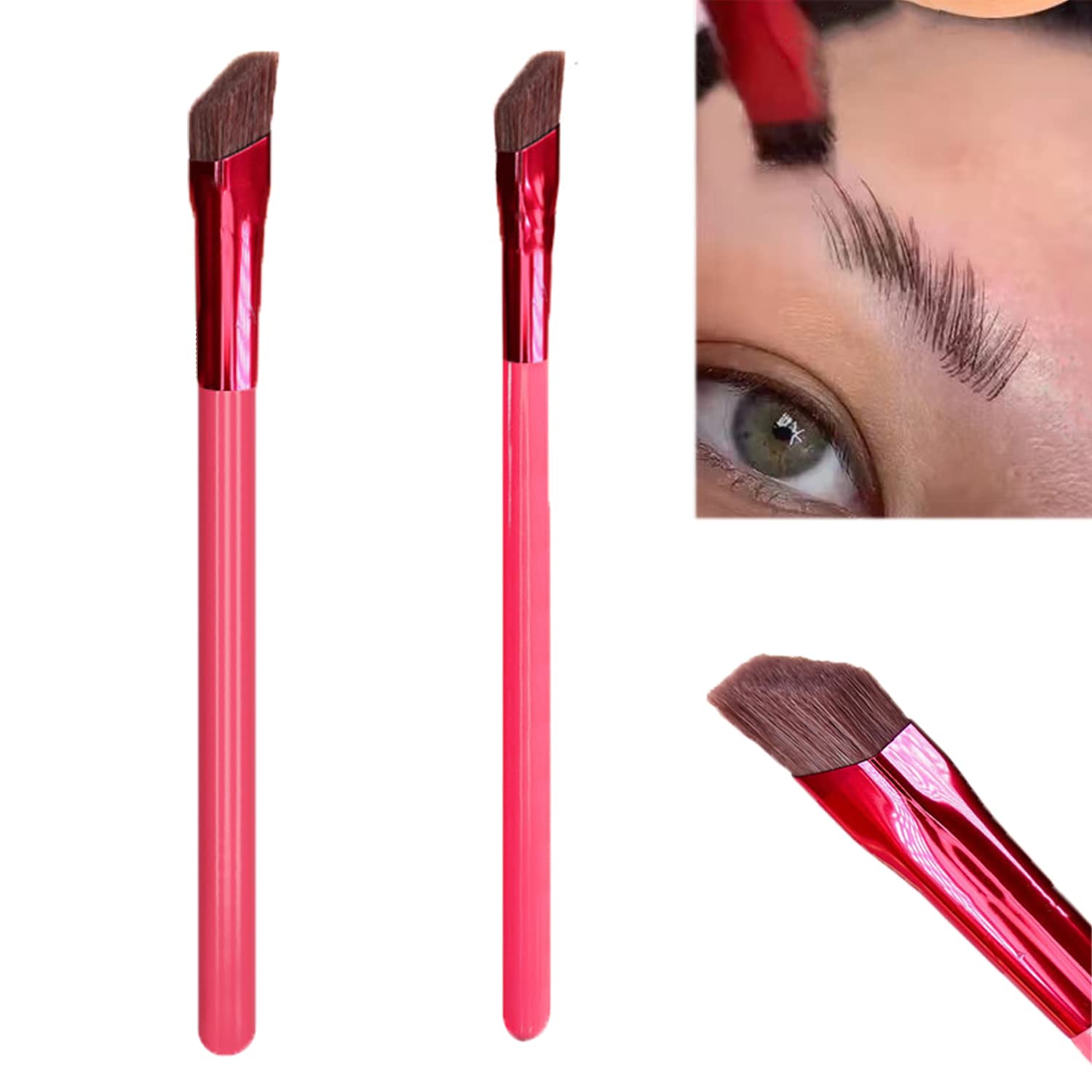 Eyebrow Brush Professional Eyebrow Brush Multi Function Eyebrow Brush Three-dimensional Concealer Makeup Brush Angled Eyebrow Hairline Brush丨2 Pieces (large And Small)…