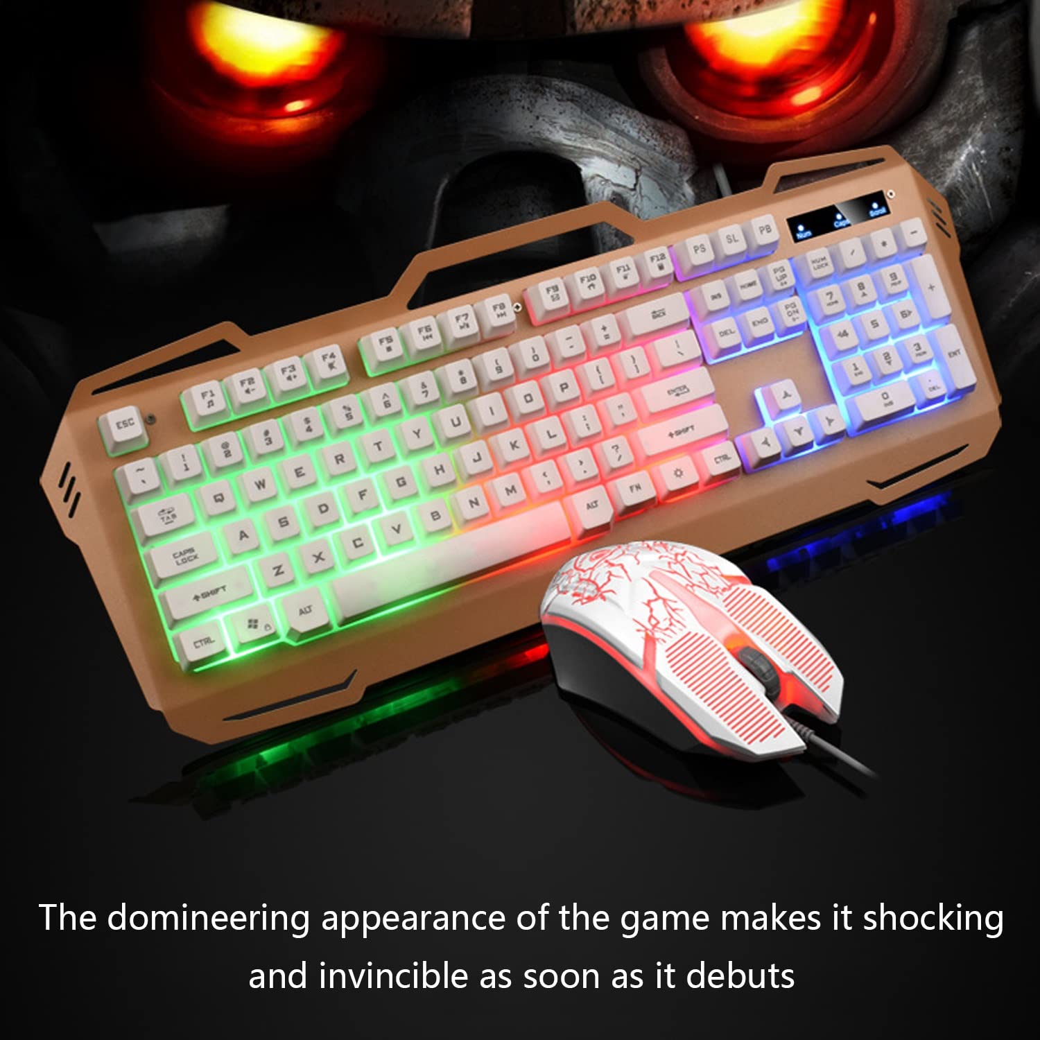 EXHNLE Gaming Keyboard and Mouse Combo, Wired RGB Backlit Gaming Keyboard, USB Wired Backlit Keyboard, for Laptop PC Computer Game and Work (Color : Black)
