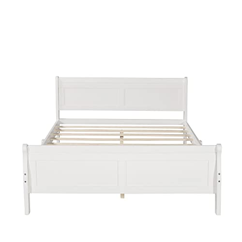 Harper & Bright Designs Full Bed Frame with Headboard and Footboard, Full Size Platform Bed, Wood Kids Full Size Bed Frame for Boys, Girls,No Box Spring Needed,White