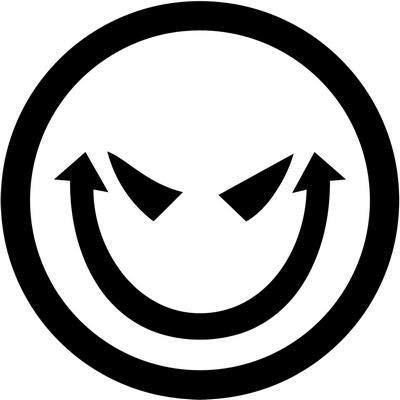 Evil Smile Face Circle Dye Cut Decal Calvin Vinyl Sticker Auto Car Truck Wall Laptop 5.5" Wide - Black Color