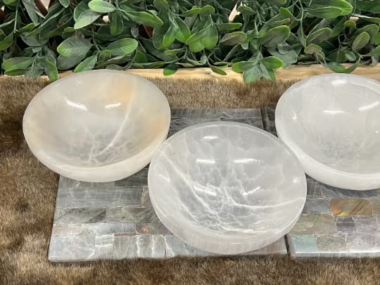 CrystalsAhoy Selenite Charging Bowls, XL Large Medium or Small versions available, 2" 3" 4" 6" and 8" options (5.5-6")