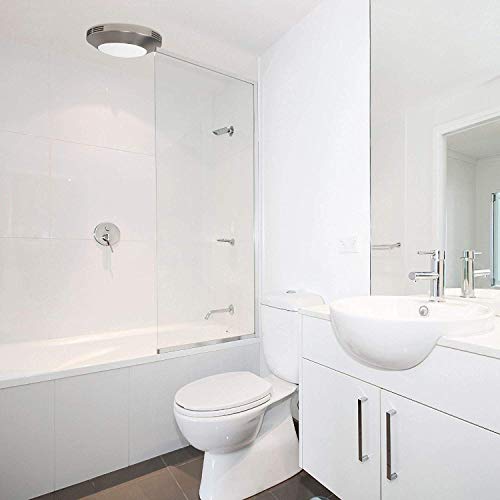 Homewerks 7117-01-BN Bathroom Integrated LED Light Ceiling Mount Exhaust Ventilation 1.1 Sones 80 CFM, Bath Fan Brushed Nickel