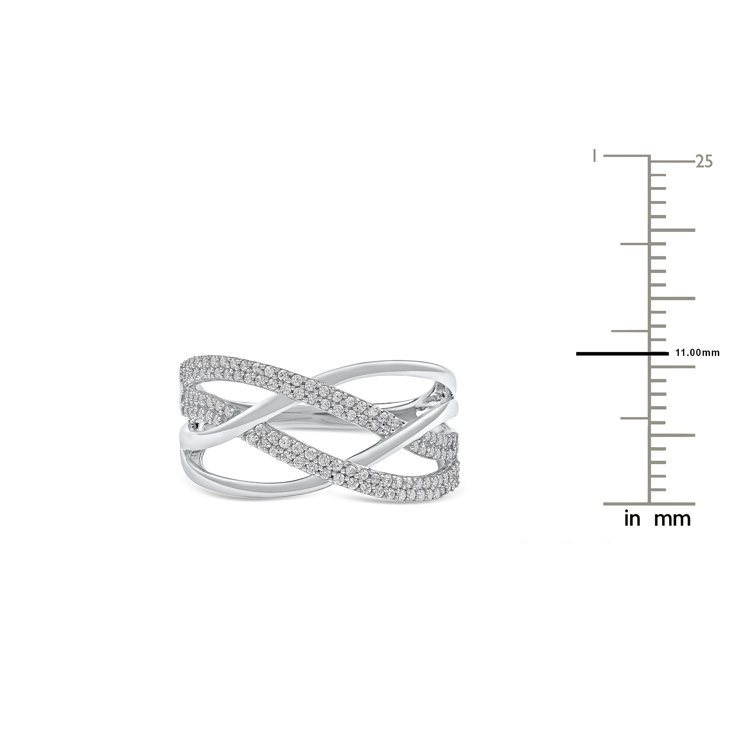 Diamond Hub 10k White Gold 1/3Ct TDW Round Diamond Criss Cross Ring Love Gift for Women (I-J, I2)-7