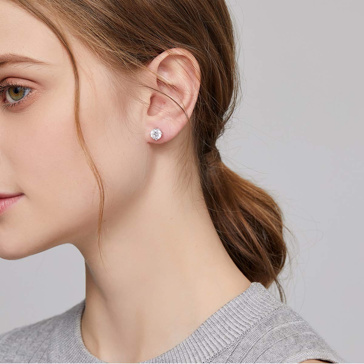 Diamond Studs Cubic Zirconia Earrings Sterling Silver Diamond Earrings ZowBinBin Cubic Zirconia Studs Silver CZ Stud Earrings for Women Diamond Stud Earrings Cubic Earrings Fake Diamond Earrings