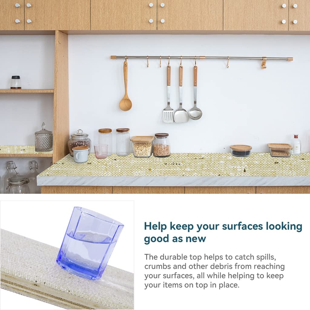 DwellAid Shelf Liner 18inch Wide Kitchen Cabinet Liner Non Adhesive 18inx8ft Kitchen Drawer Liner, Waterproof Shelf Liner Durable Anti-Slip for Kitchen Cabinets Beige