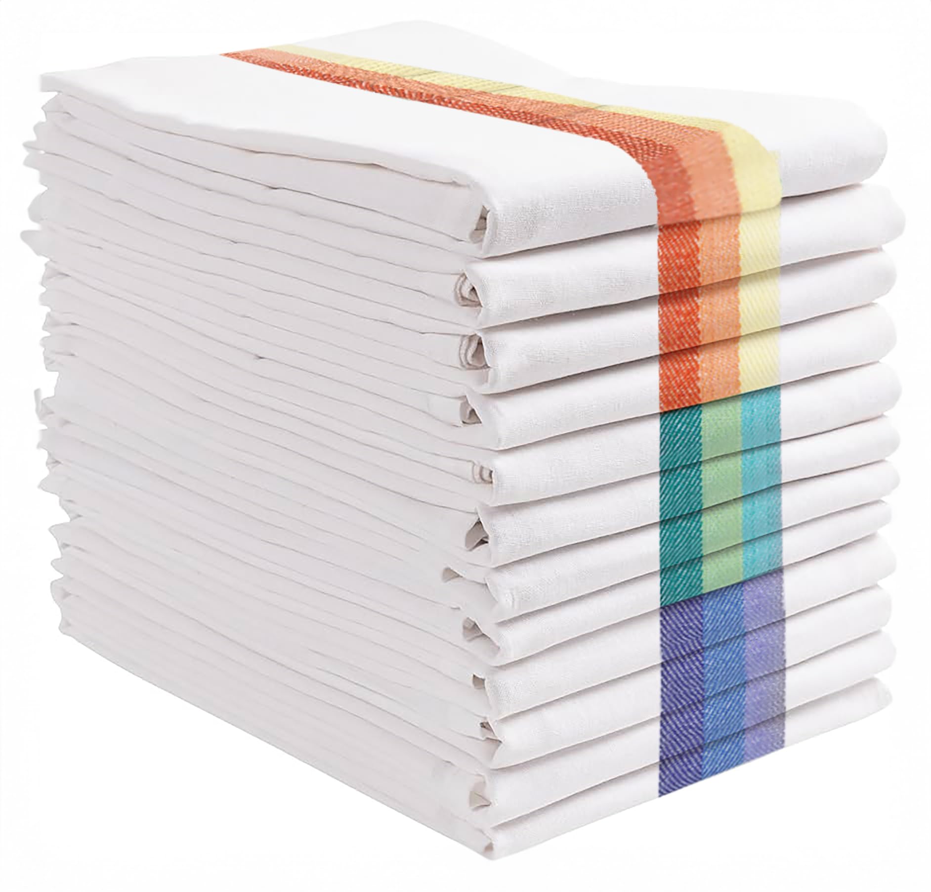 GREEN LIFESTYLE Kitchen Dish Towels Set of 12-Tea Towels 100% Cotton. Large Dish Cloths 28"x20" Soft and Absorbent Great for Home or Restaurant