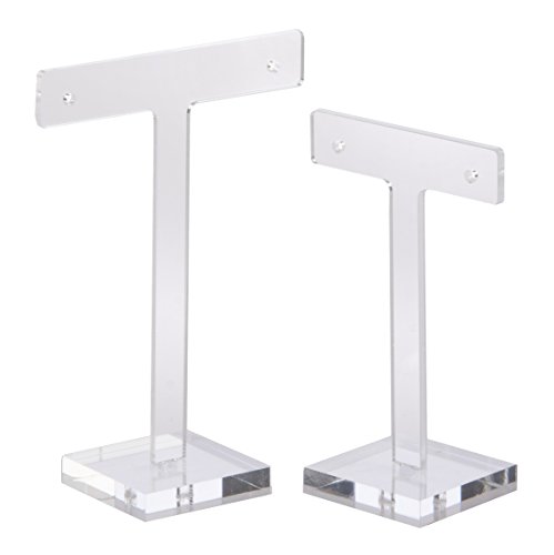 Displays2go T-Bar Earring Holder Stand Set, Black, Set of 3