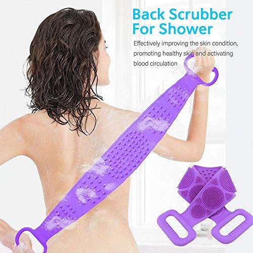 Silicone Bath Body Brush, Exfoliating Silicone Body Back Scrubber, Deep Clean Back Acne & Bacne, Extra Long and Super Soft, Suitable for Women & Men