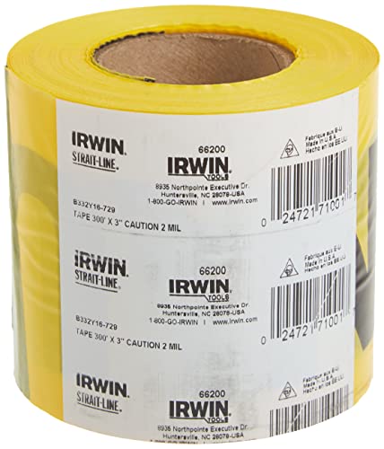 IRWIN Tools STRAIT-LINE 66200 Barrier Tape Roll, CAUTION, 3-inch by 300-foot (66200)